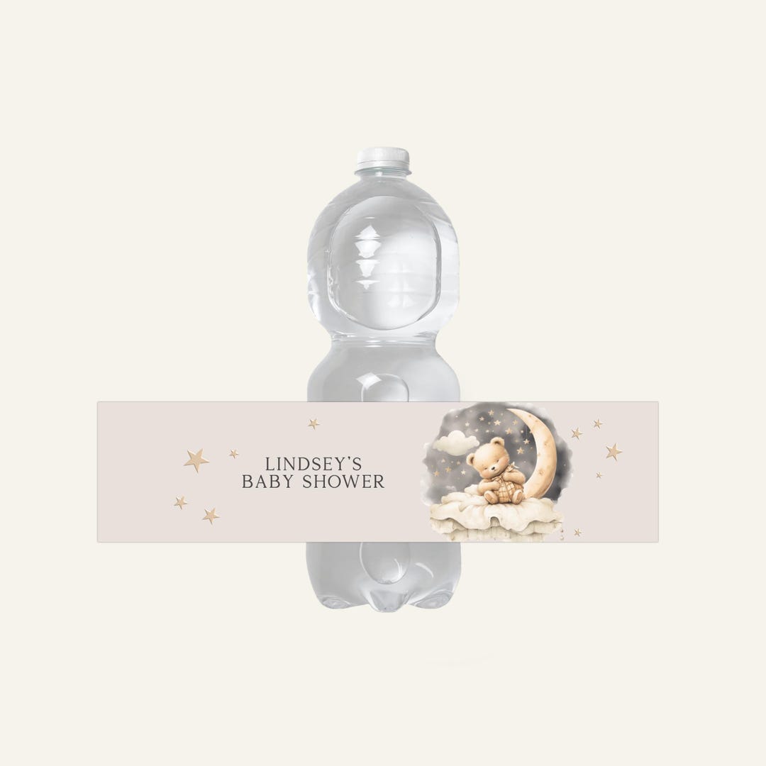 Personalized Teddy Bear Bottle Label Template for Baby Shower ...