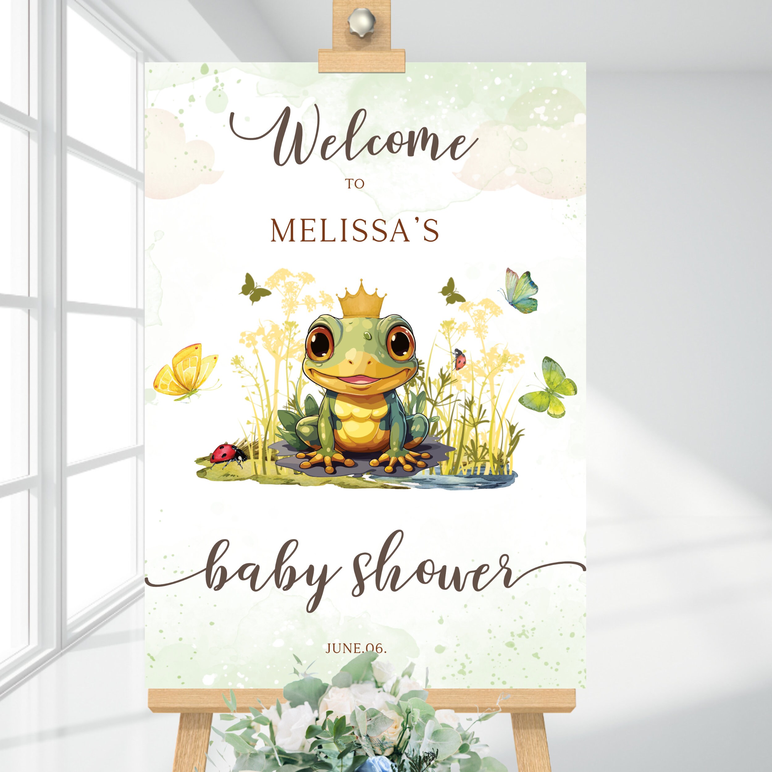 Baby Shower Welcome Sign Template, Green Little Frog Welcome Sign ...