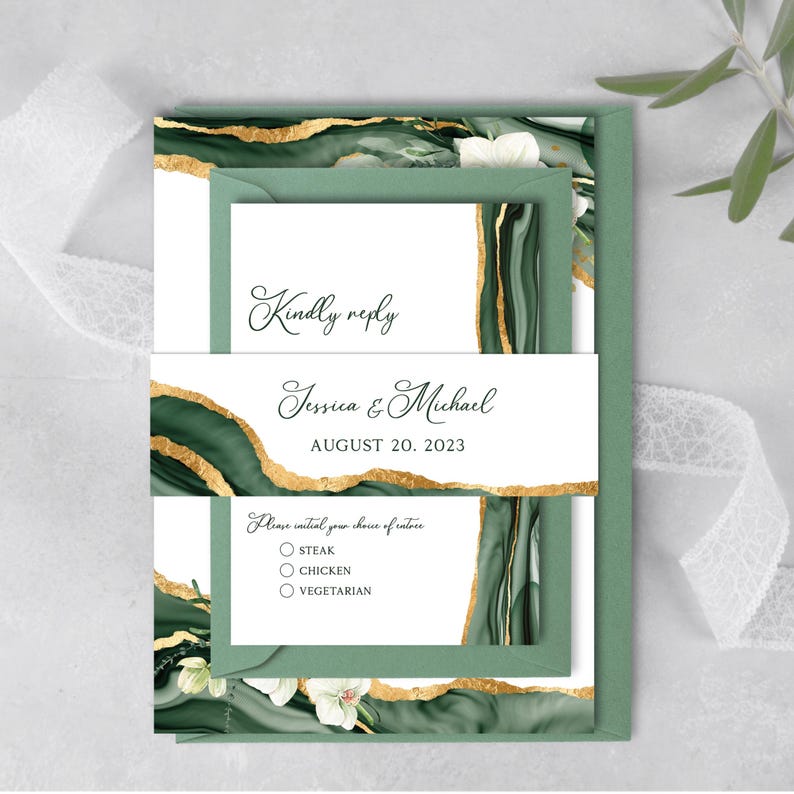Emerald Green Wedding Invitation Template, Emerald Wedding Set ...