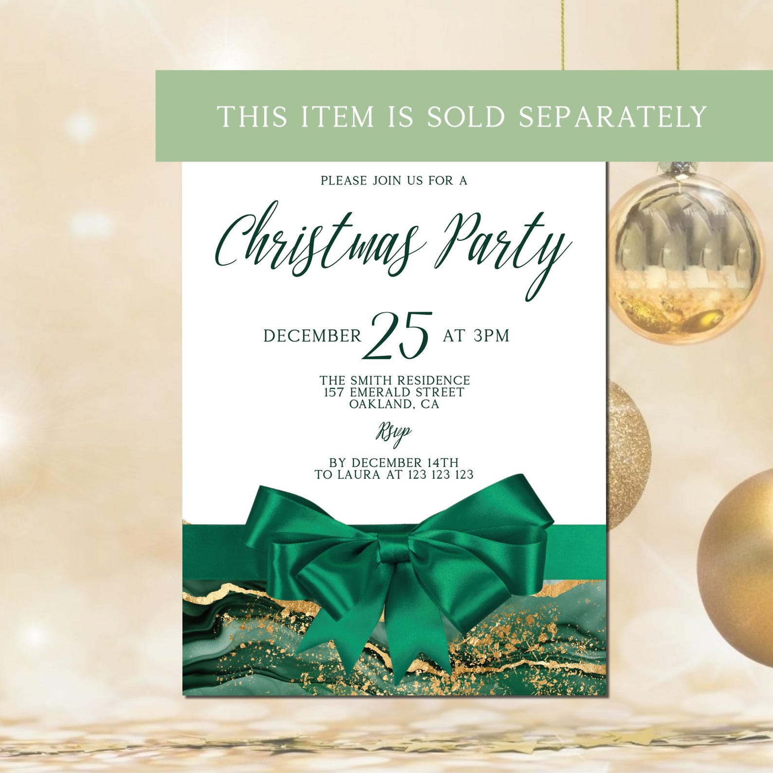 Elegant Christmas Eve Invitation Template, Editable Invitation - Etsy