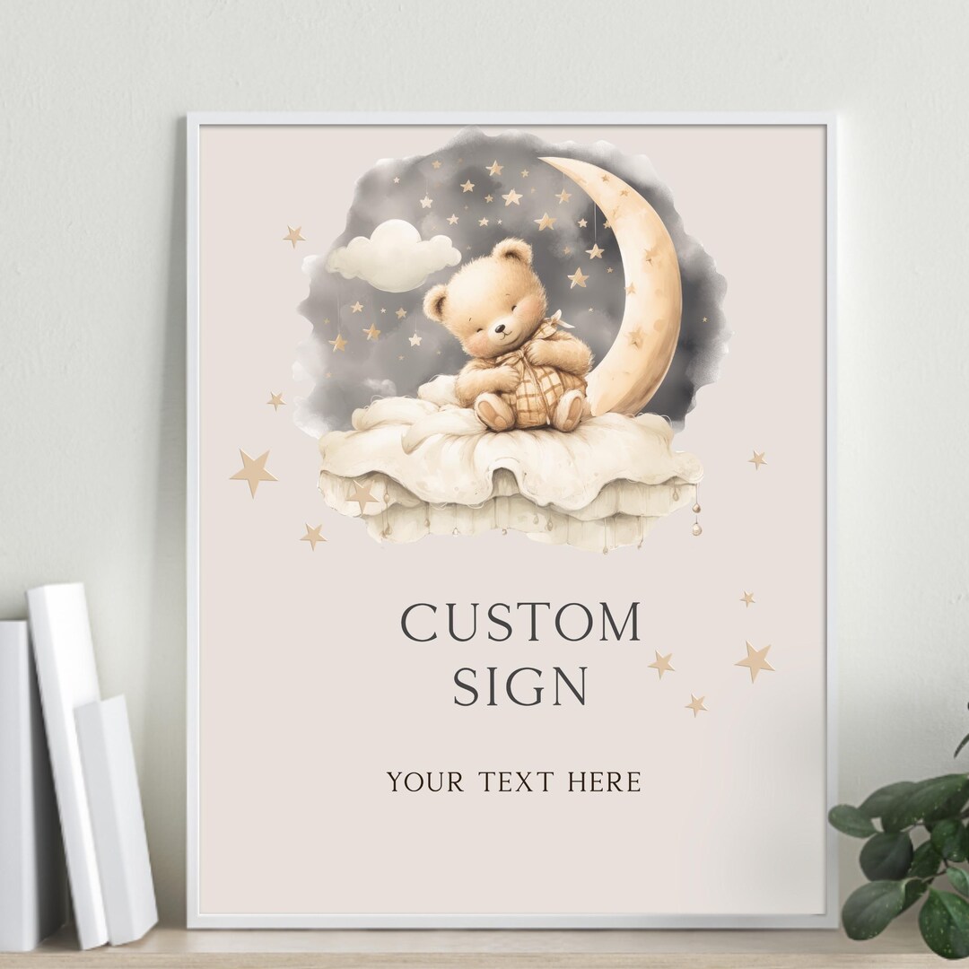 Personalized Teddy Bear Sign: Printable Baby Shower Decoration ...