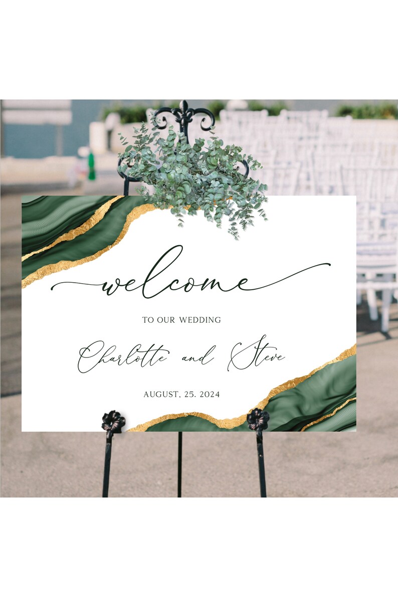 Emerald Green Wedding Welcome Sign, Spring or Summer Welcome Sign ...