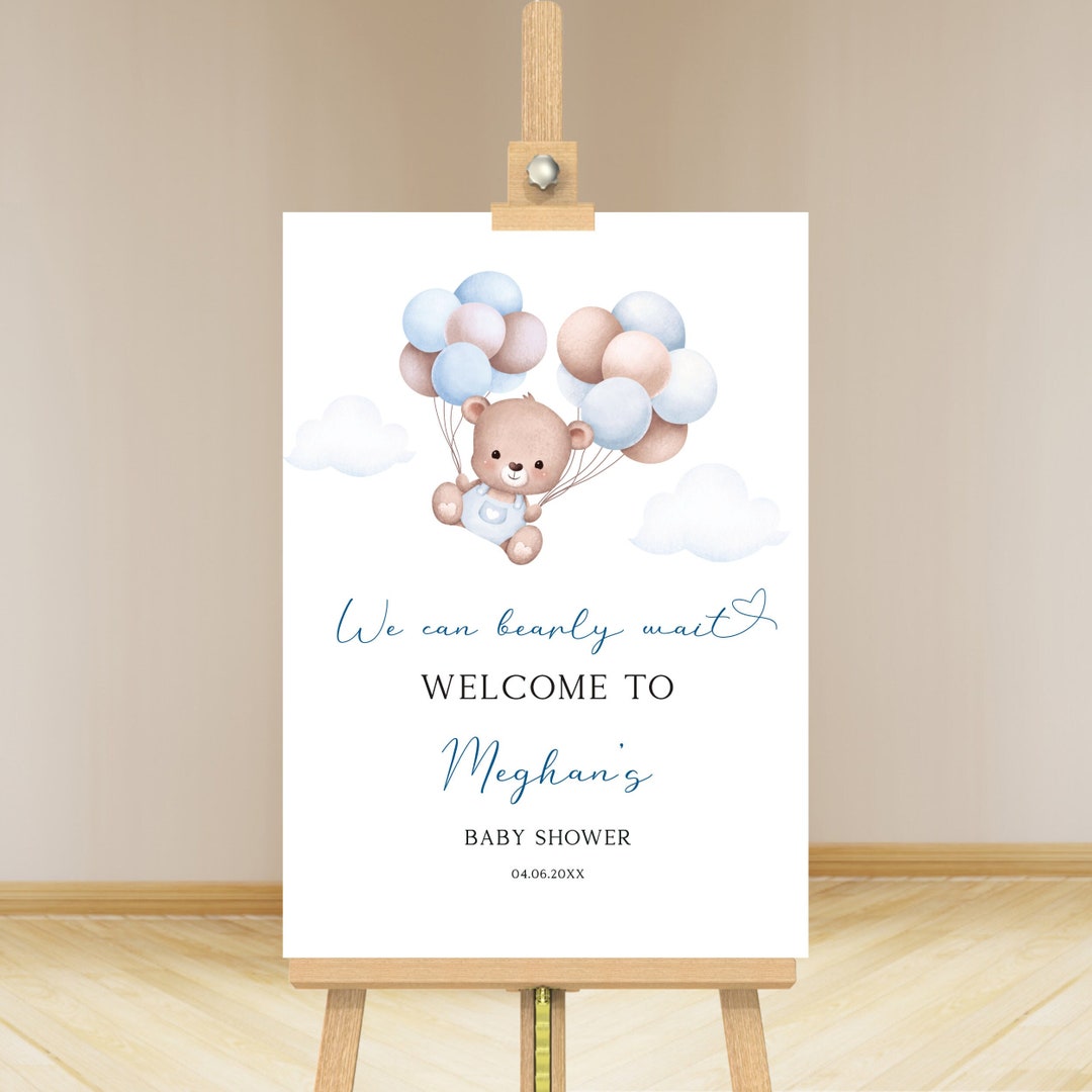 Teddy Bear Baby Shower Welcome Sign Editable Welcome Sign - Etsy
