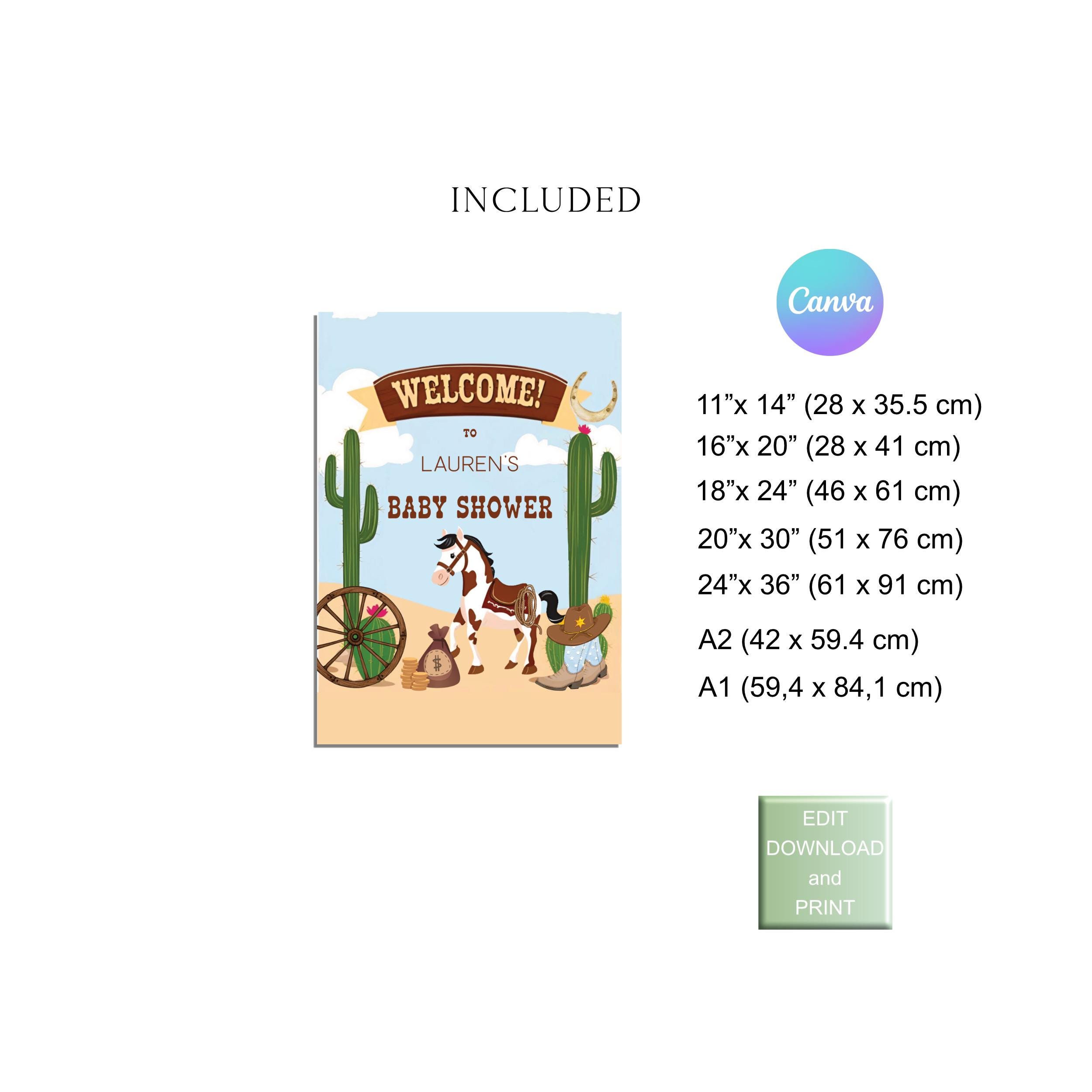 Editable Western Baby Shower Welcome Sign - Digital Cowboy Themed ...