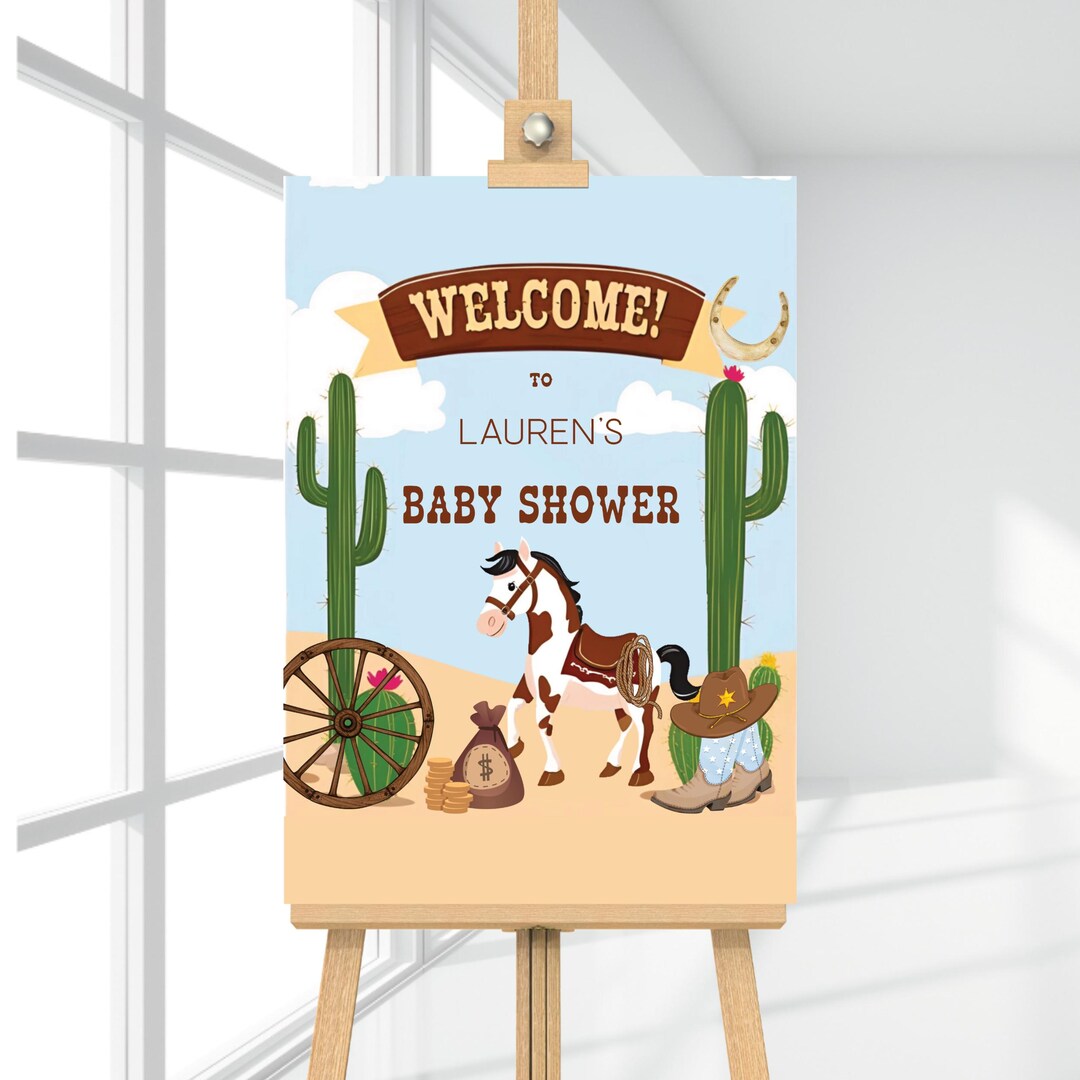 Editable Western Baby Shower Welcome Sign - Digital Cowboy Themed Poster Download, BS175 - Etsy
