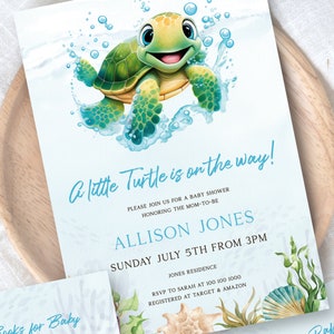 Turtle Baby Shower Invitation, Under the Sea, Boy Baby Shower ...