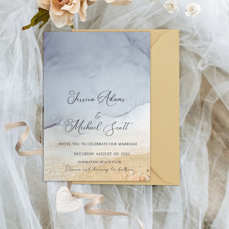 Beach Wedding Invitation Ocean Wedding Invitation Suite - Etsy