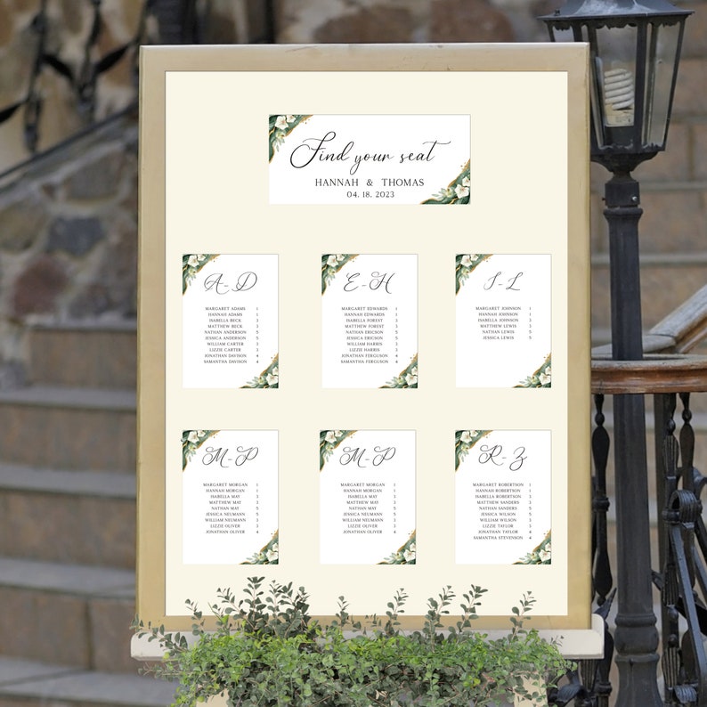 Emerald Green Wedding Seating Chart Card Editable Cards - Etsy