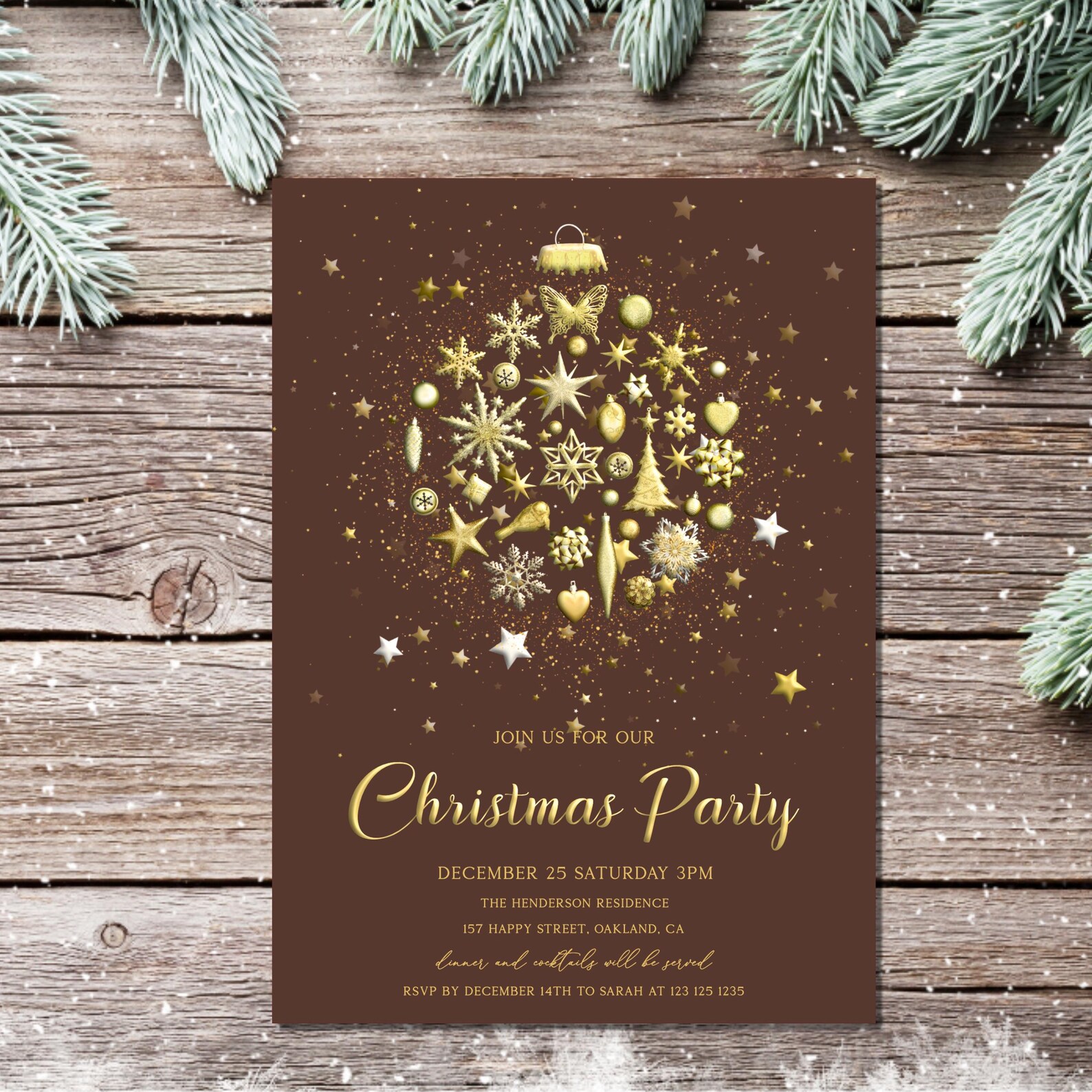 Rustic Christmas Invitation, Printable Template Digital Download - Etsy