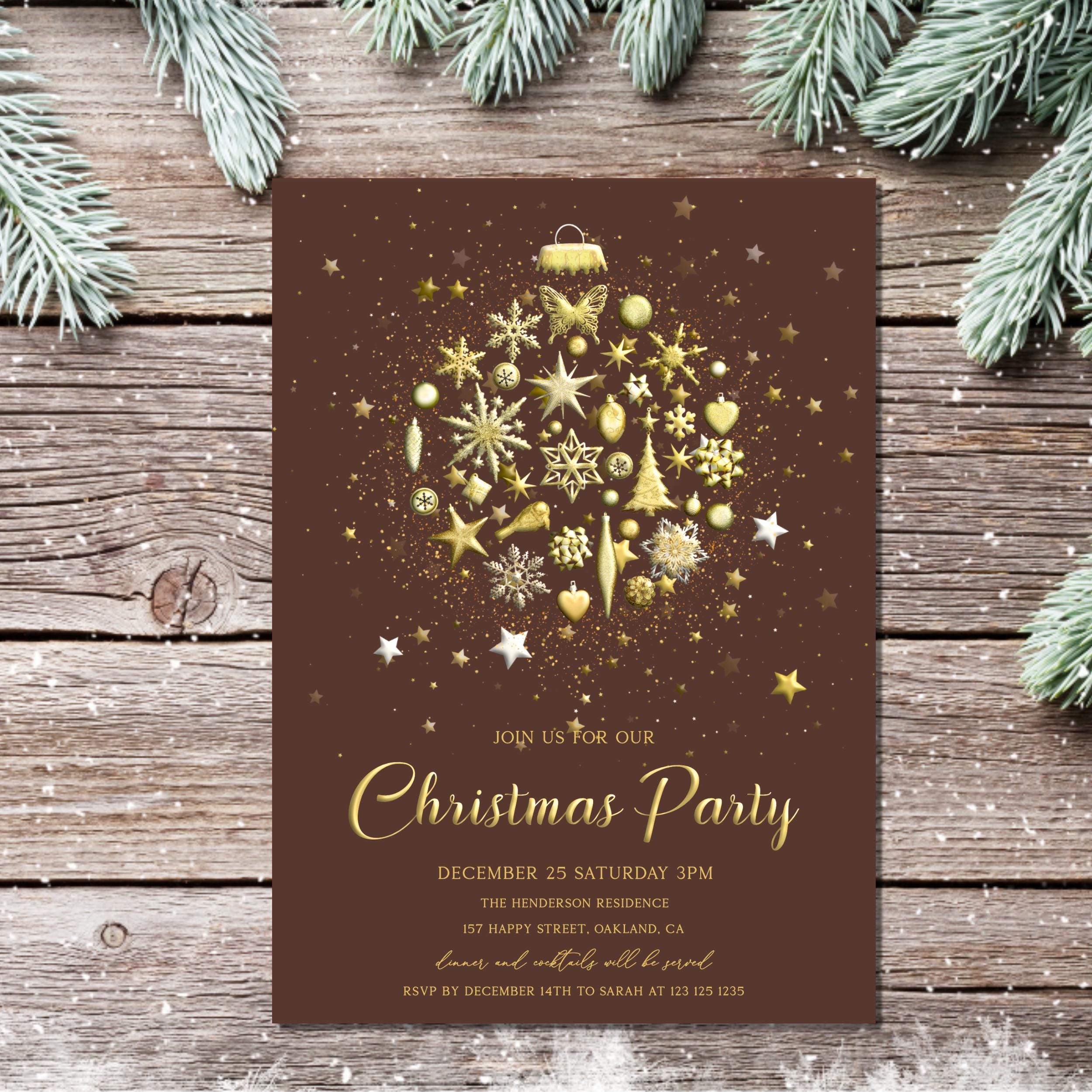 Rustic Christmas Invitation, Printable Template Digital Download - Etsy