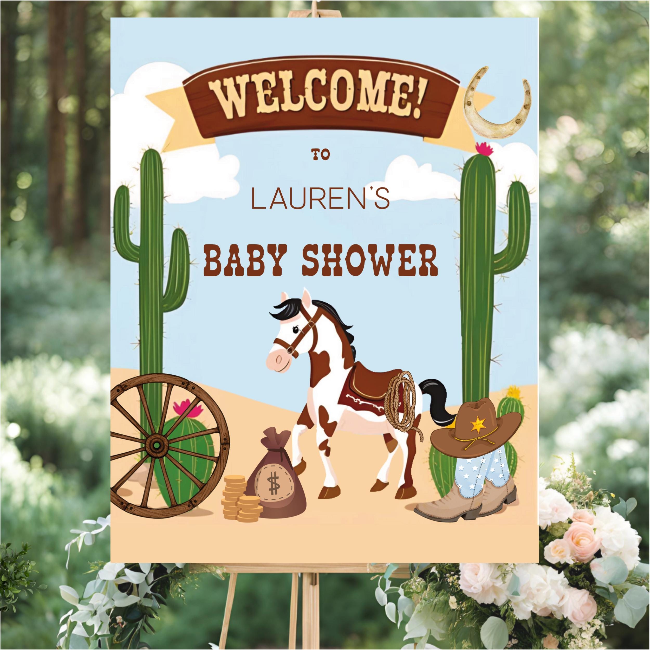 Editable Western Baby Shower Welcome Sign - Digital Cowboy Themed ...