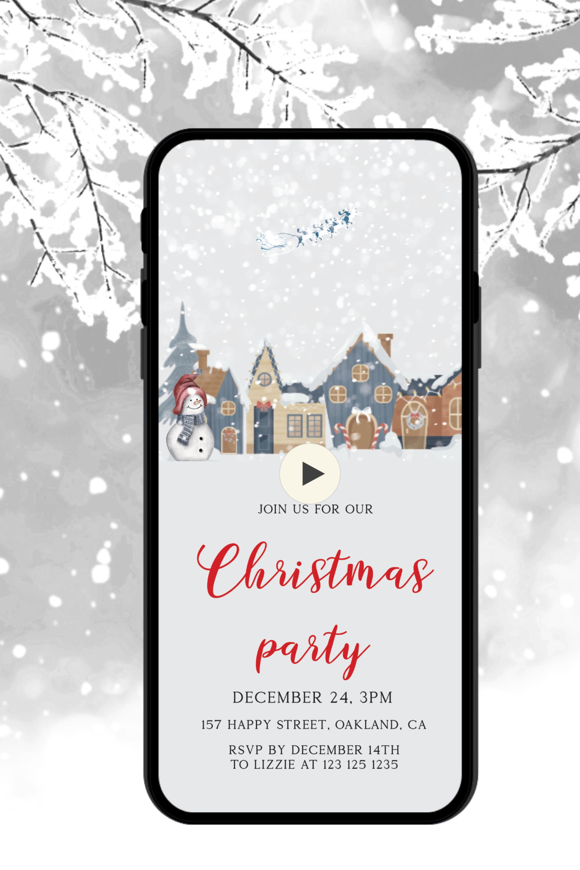 Christmas Invitation With Snowman, Editable Invitation Digital Download ...