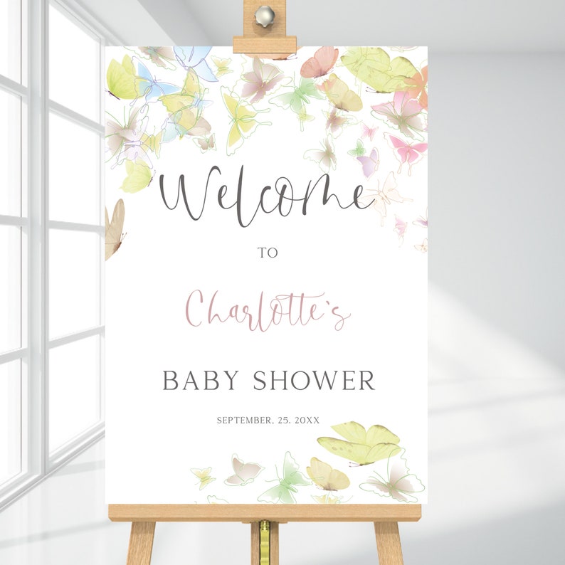 Butterfly Baby Shower Welcome Sign Gender Neutral Baby - Etsy