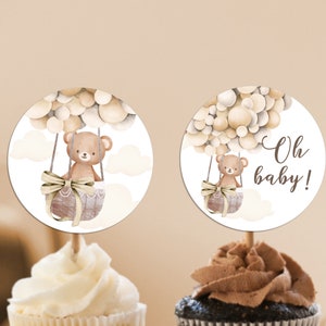 Bear Balloons Toppers, Muffin Toppers, Teddy Bear Toppers Baby Shower ...