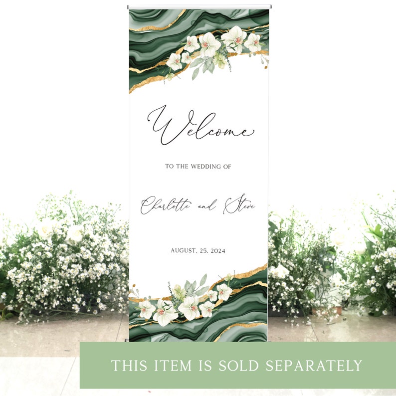 Emerald Green Wedding Welcome Sign, Green and Gold Wedding, Editable ...