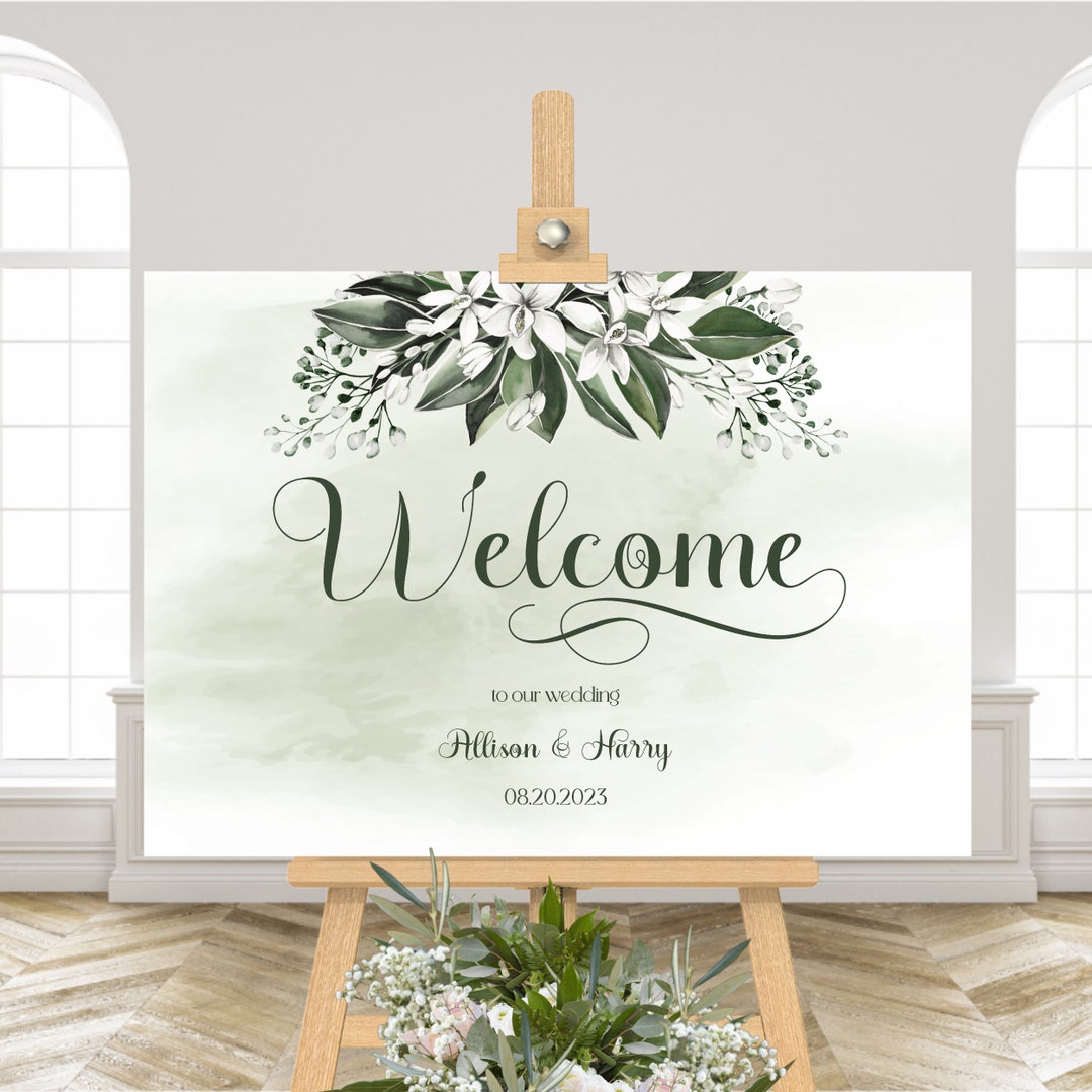 Floral Welcome Sign Template, Download Editable Wedding Sign, Boho ...