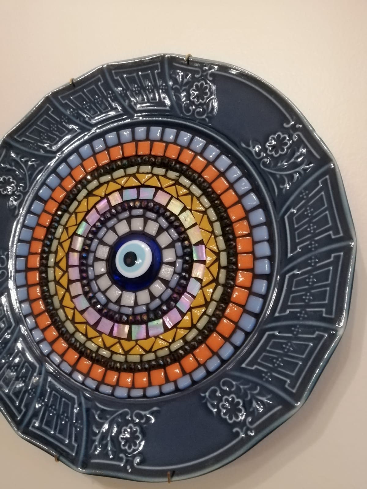 Ceramic Plate, Mosaic Ceramic Plate, Vintage Tile, Mosaic Tile - Etsy