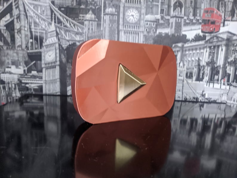 Youtube Diamond Play Button Replica 3D Printed Fun Ornament - Etsy UK