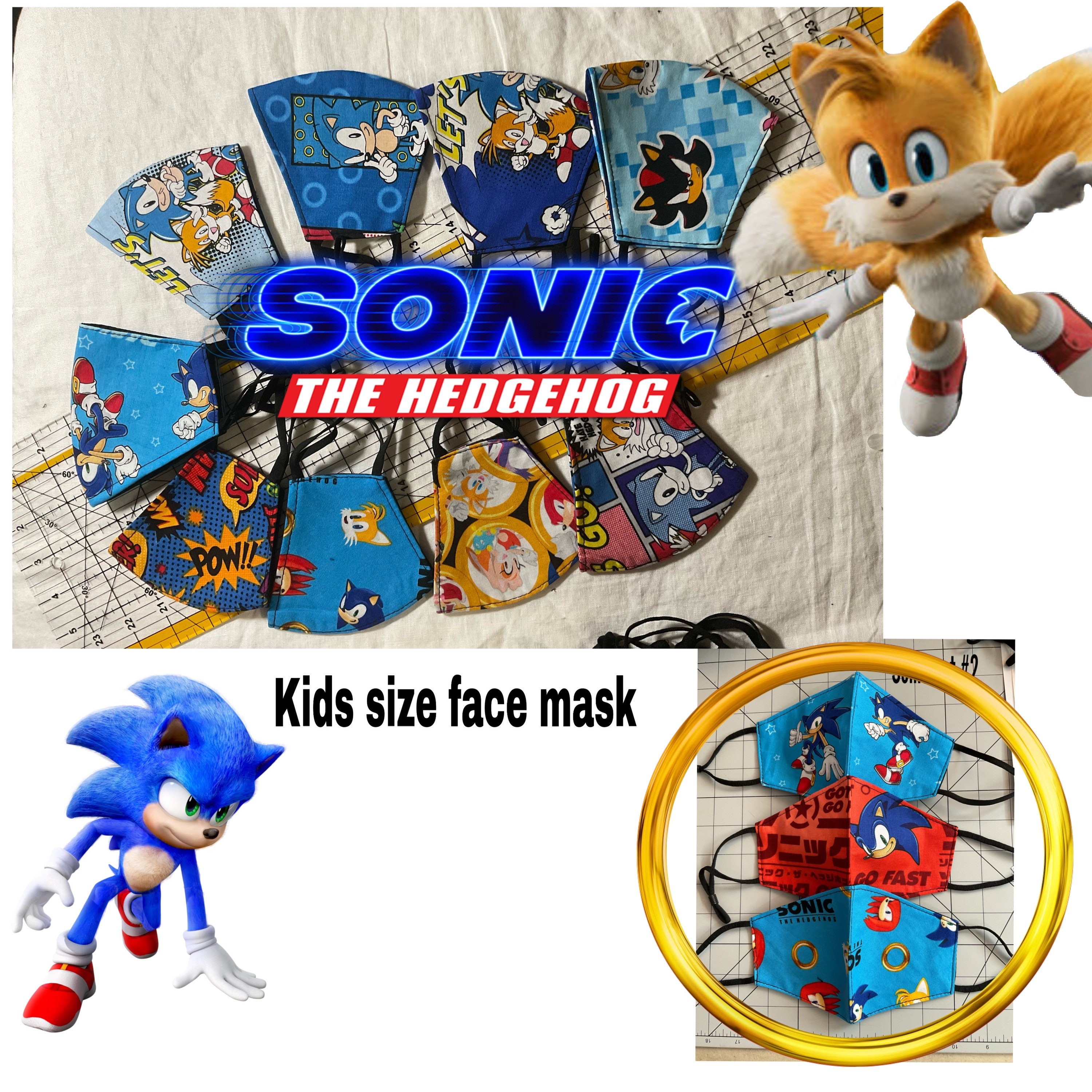 3 Ply Kids Face Masks/ Sonic the Hedgehog Kids Face Masks - Etsy Canada