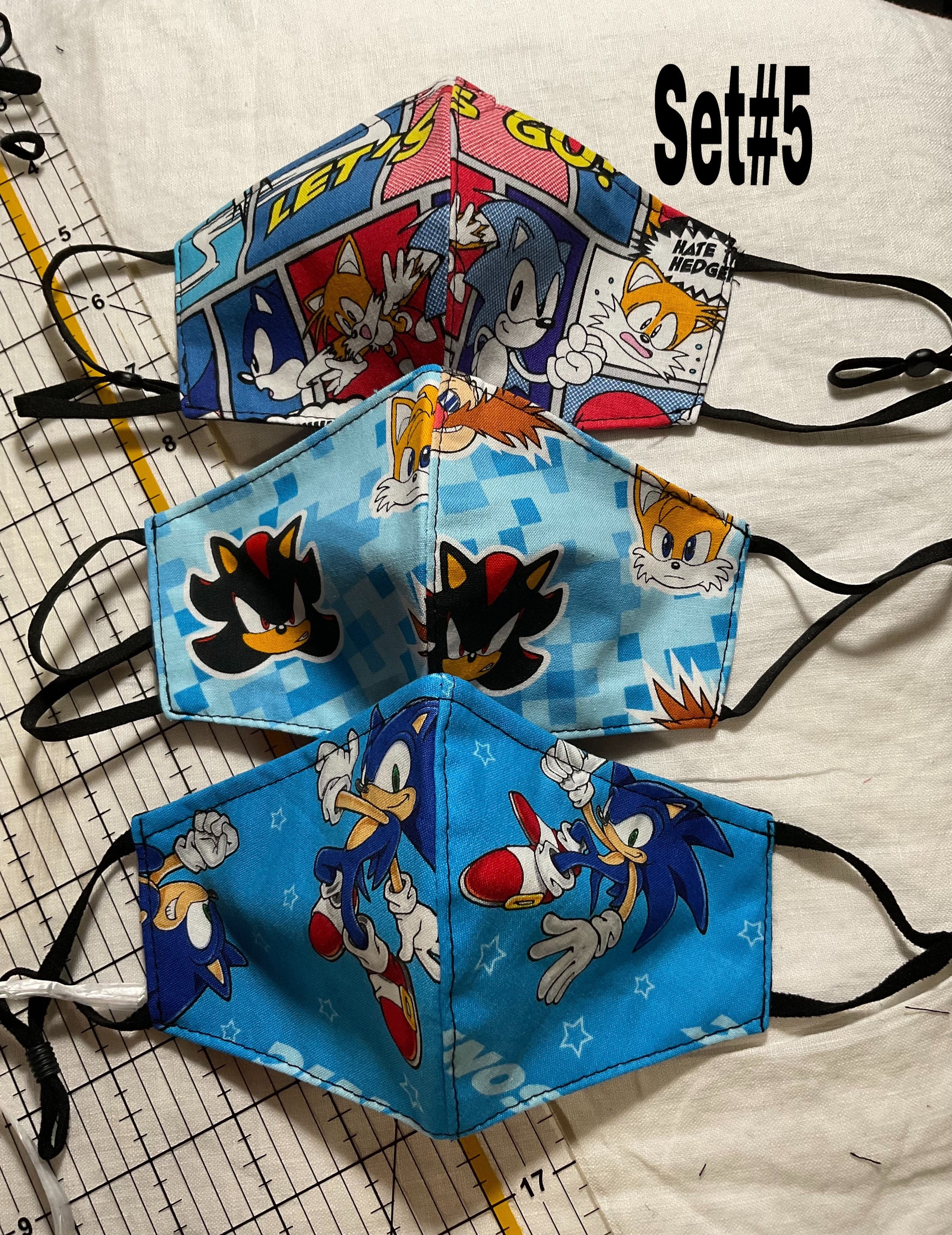 3 Ply Kids Face Masks/ Sonic the Hedgehog Kids Face Masks - Etsy Canada