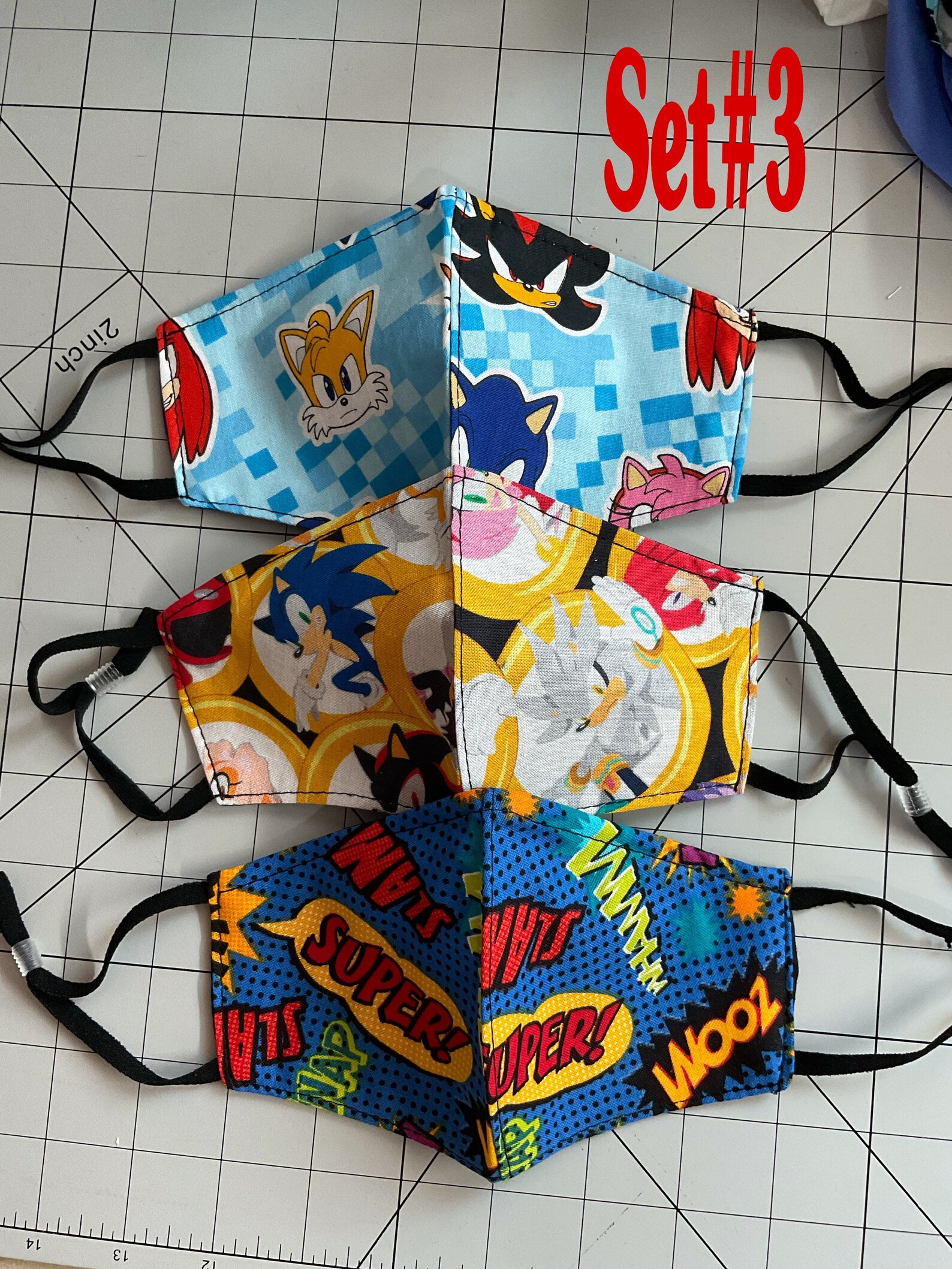 3 Ply Kids Face Masks/ Sonic the Hedgehog Kids Face Masks - Etsy Canada