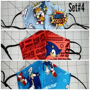 3 Ply Kids Face Masks/ Sonic the Hedgehog Kids Face Masks - Etsy Canada