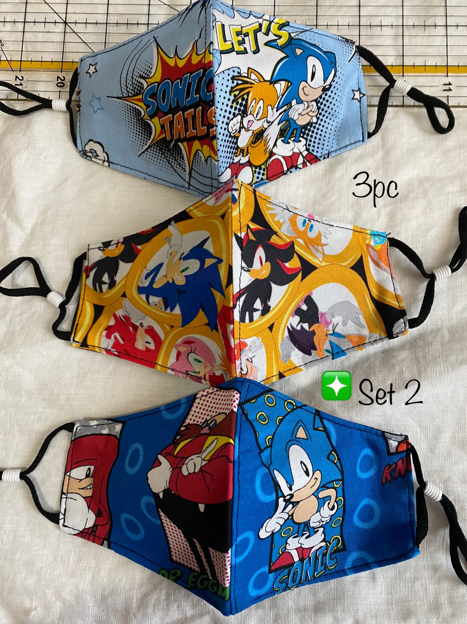 3 Ply Kids Face Masks/ Sonic the Hedgehog Kids Face Masks - Etsy Canada