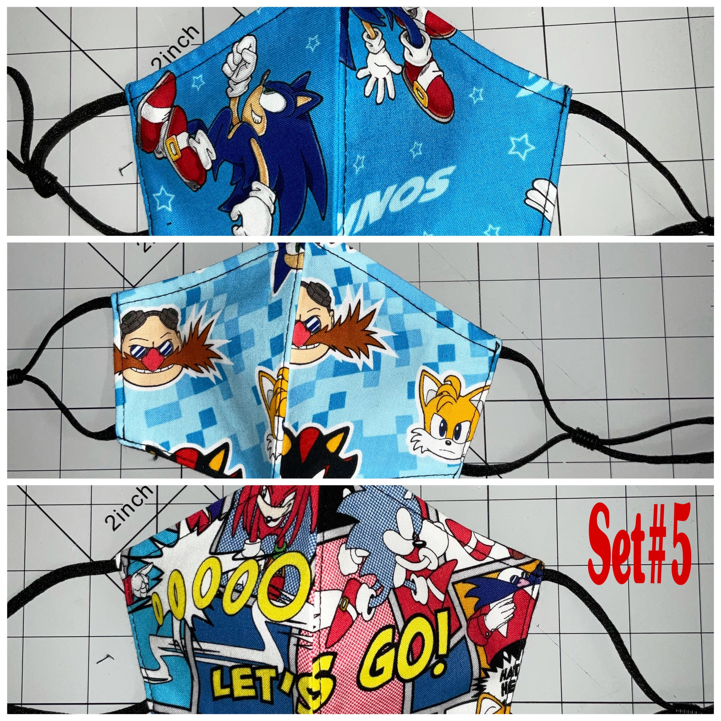 3 Ply Kids Face Masks/ Sonic the Hedgehog Kids Face Masks | Etsy
