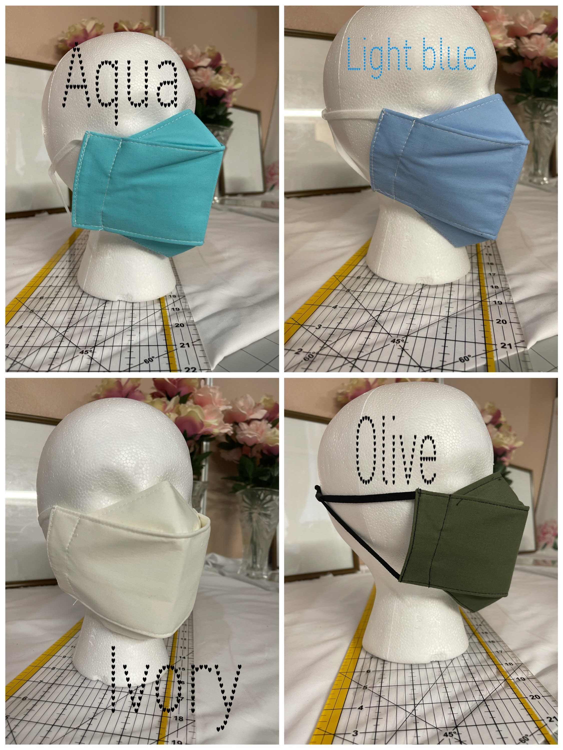 3D Origami Style Adult and Teen/petite Face Mask/ 4 Layer Cotton Adult ...