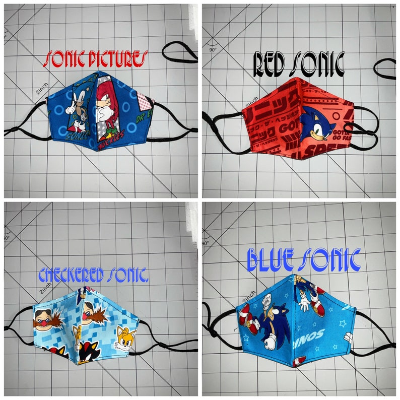 3 Ply Kids Face Masks/ Sonic the Hedgehog Kids Face Masks - Etsy Canada