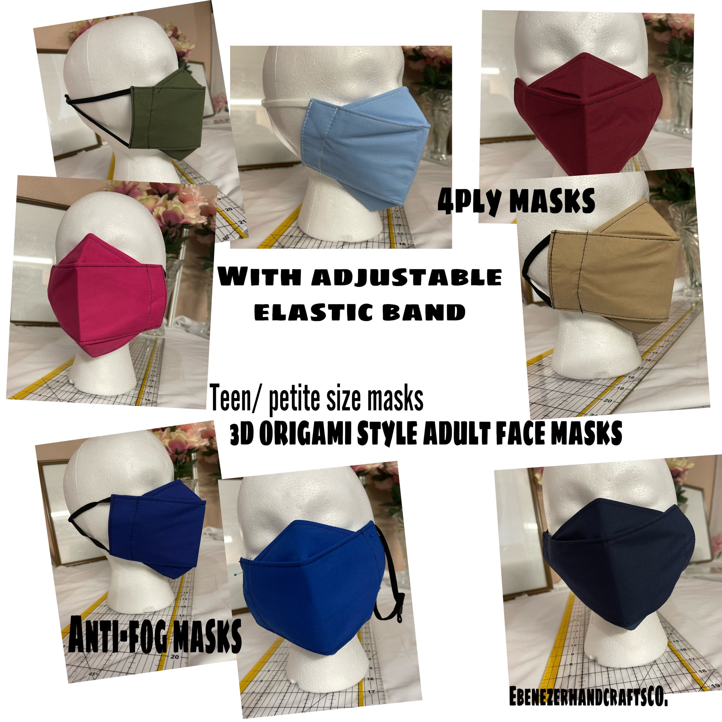 3D Origami Style Adult and Teen/petite Face Mask/ 4 Layer Cotton Adult ...