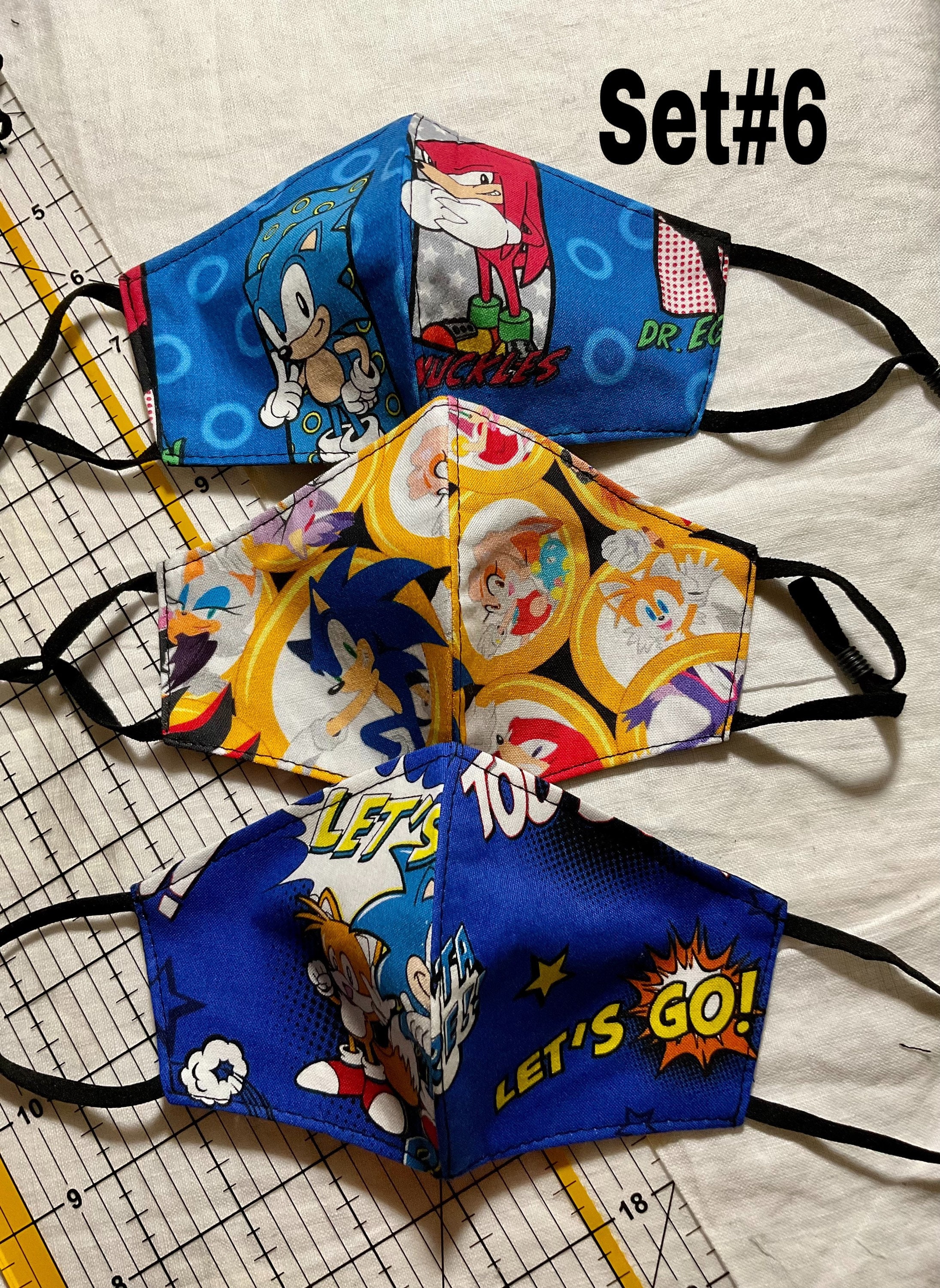 3 Ply Kids Face Masks/ Sonic the Hedgehog Kids Face Masks - Etsy Canada