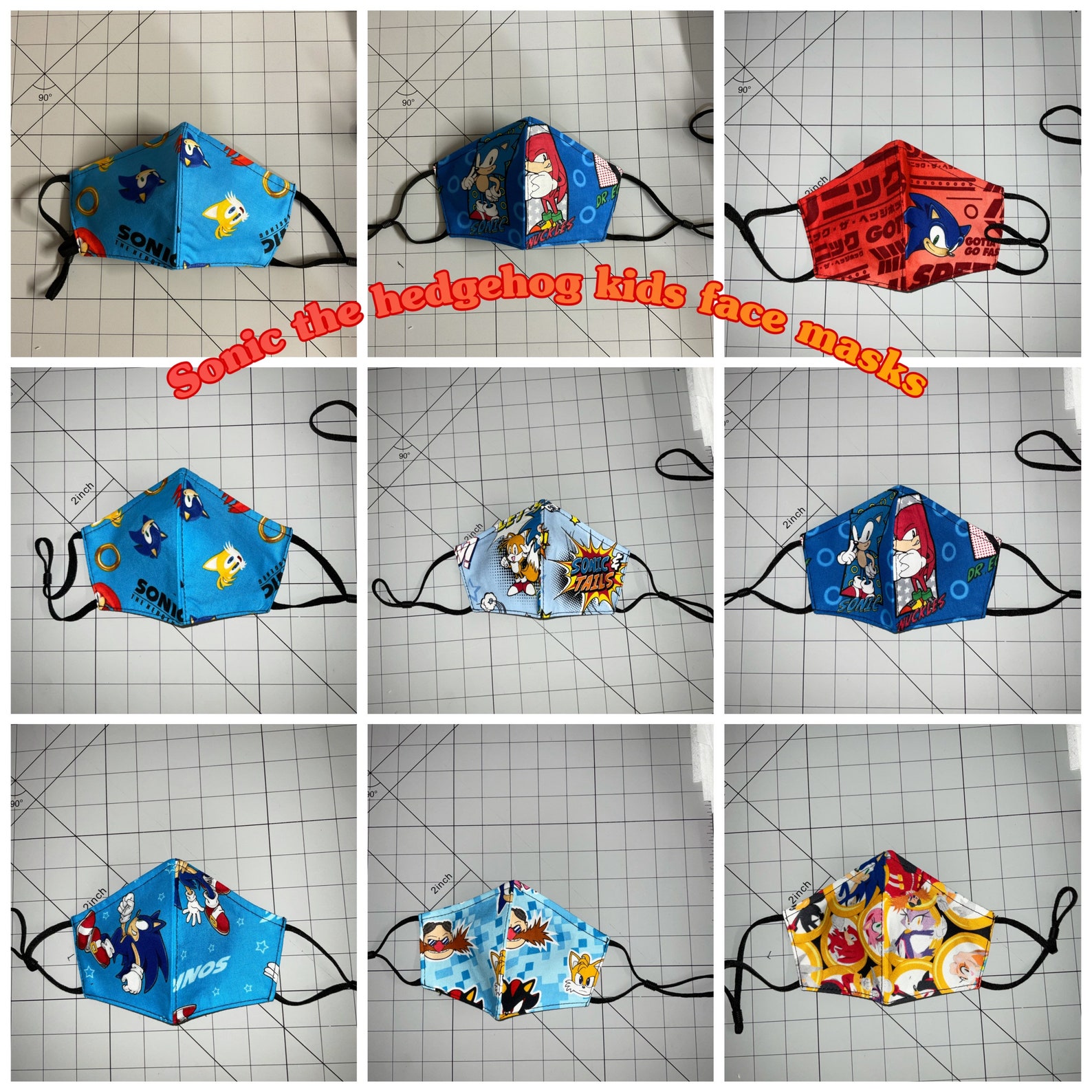 3 Ply Kids Face Masks/ Sonic the Hedgehog Kids Face Masks | Etsy