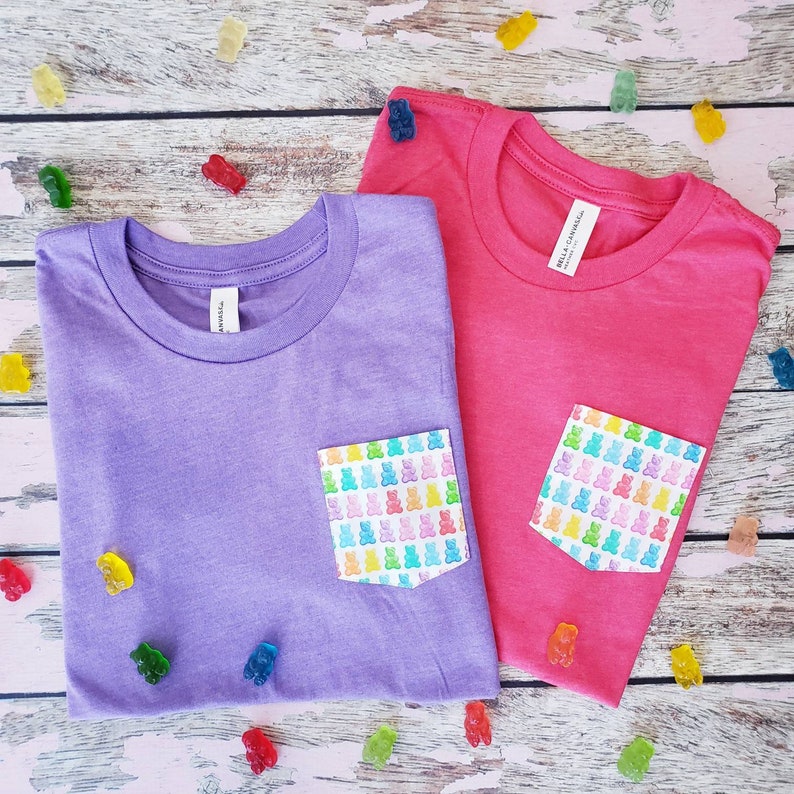 Gummy Bear Pocket Tee, Rainbow Candy Shirt, Custom Color - Etsy