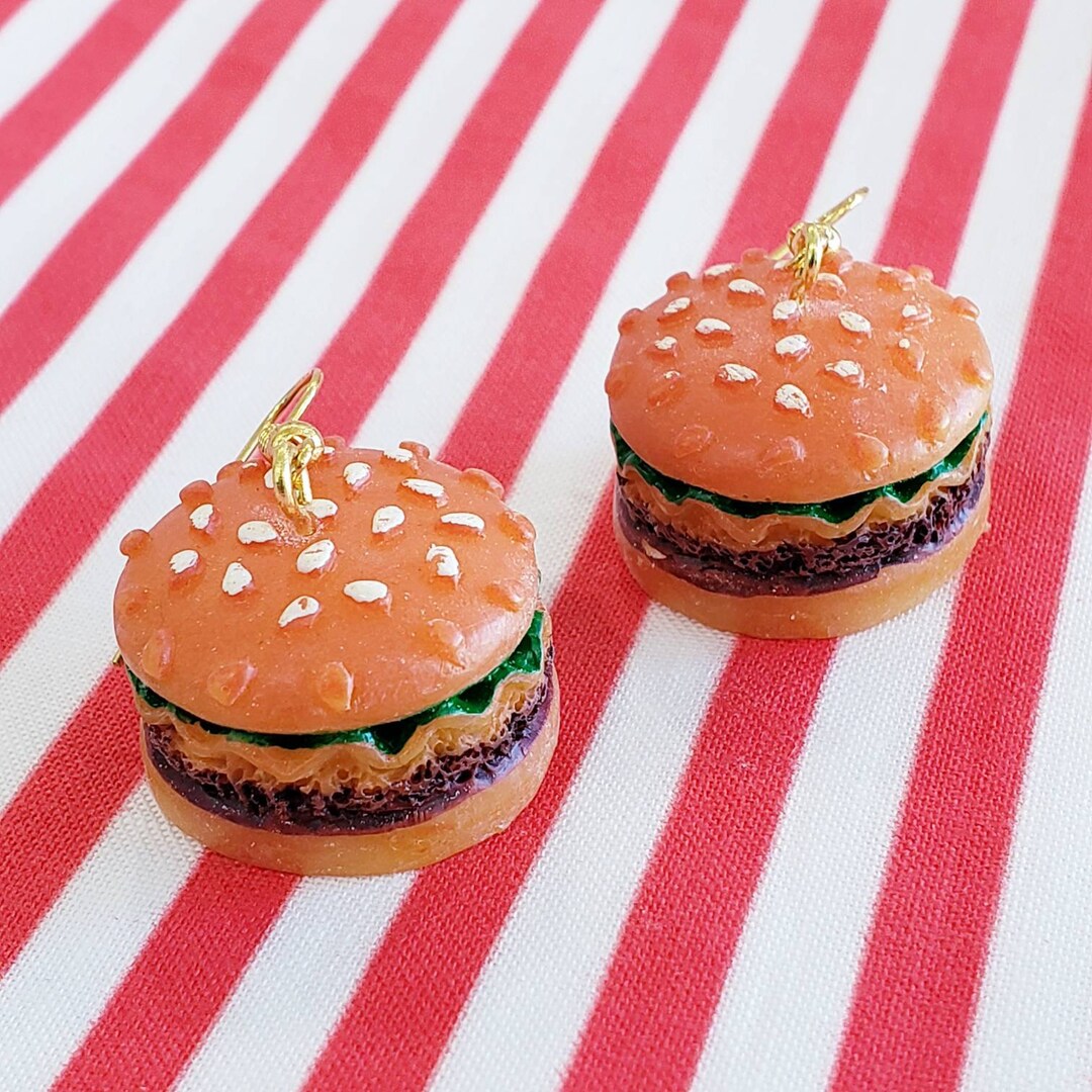 Hamburger Earrings / Realistic Looking / Resin and Hand Painted ...