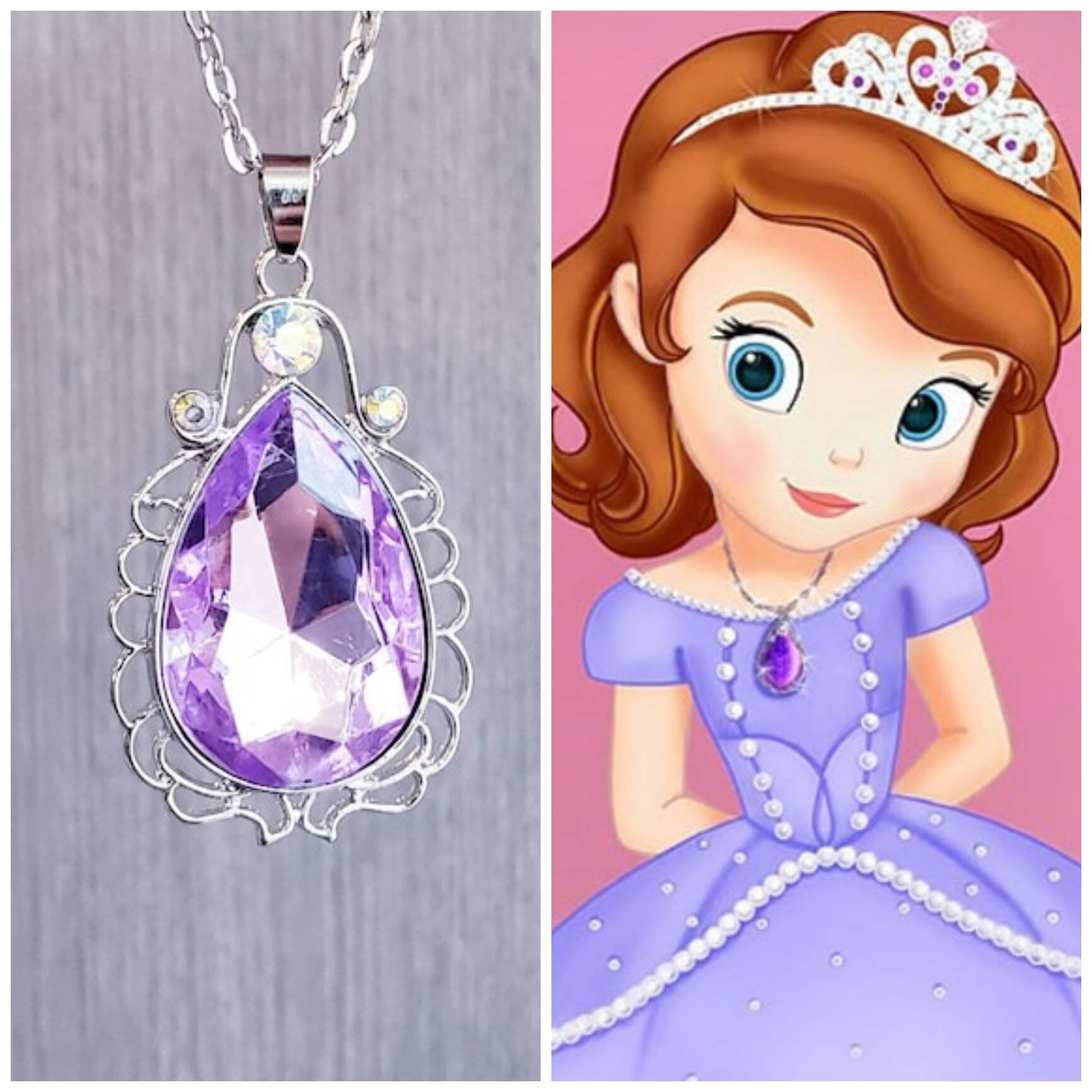 Purple Amulet Sofia the 1st Sophia the First Necklace Pretend Magical Amulet for Cosplay or Dress Up Teardrop AMULET Ready to Ship Etsy Denmark