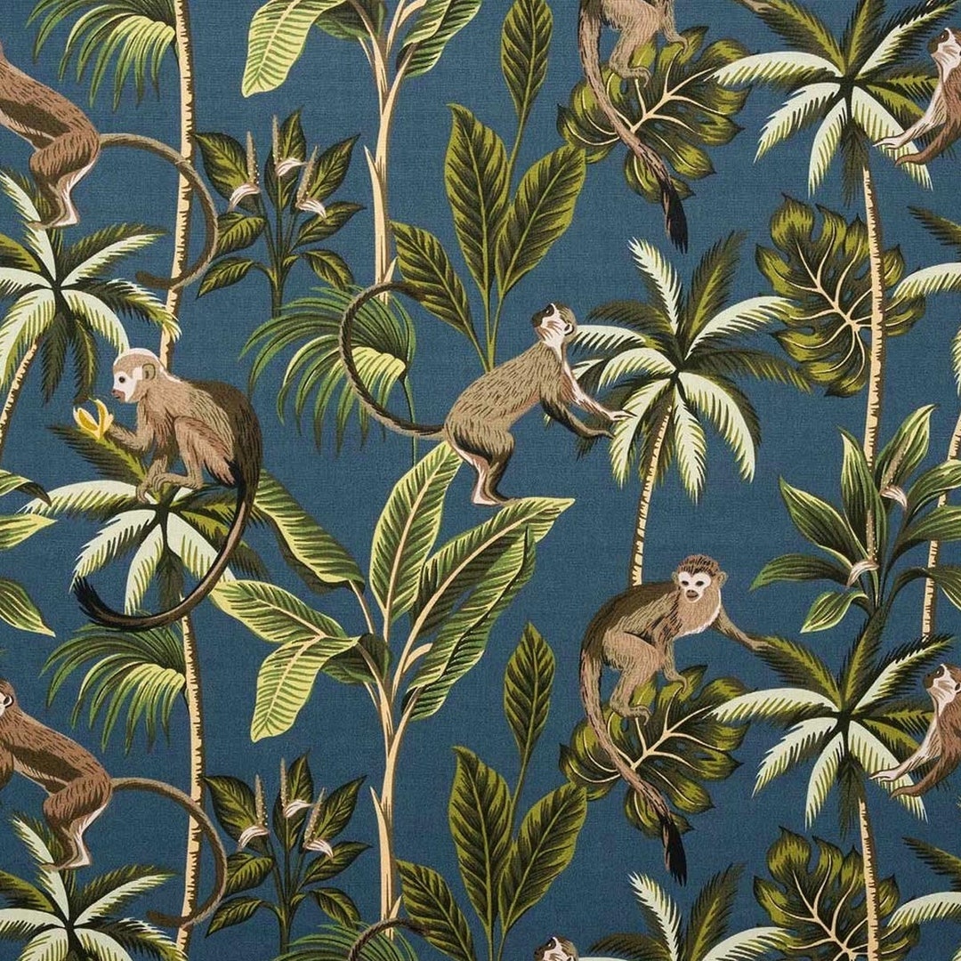Fryetts Monkey Fabric – 100% Cotton Tropical Monkey Print - Fire ...