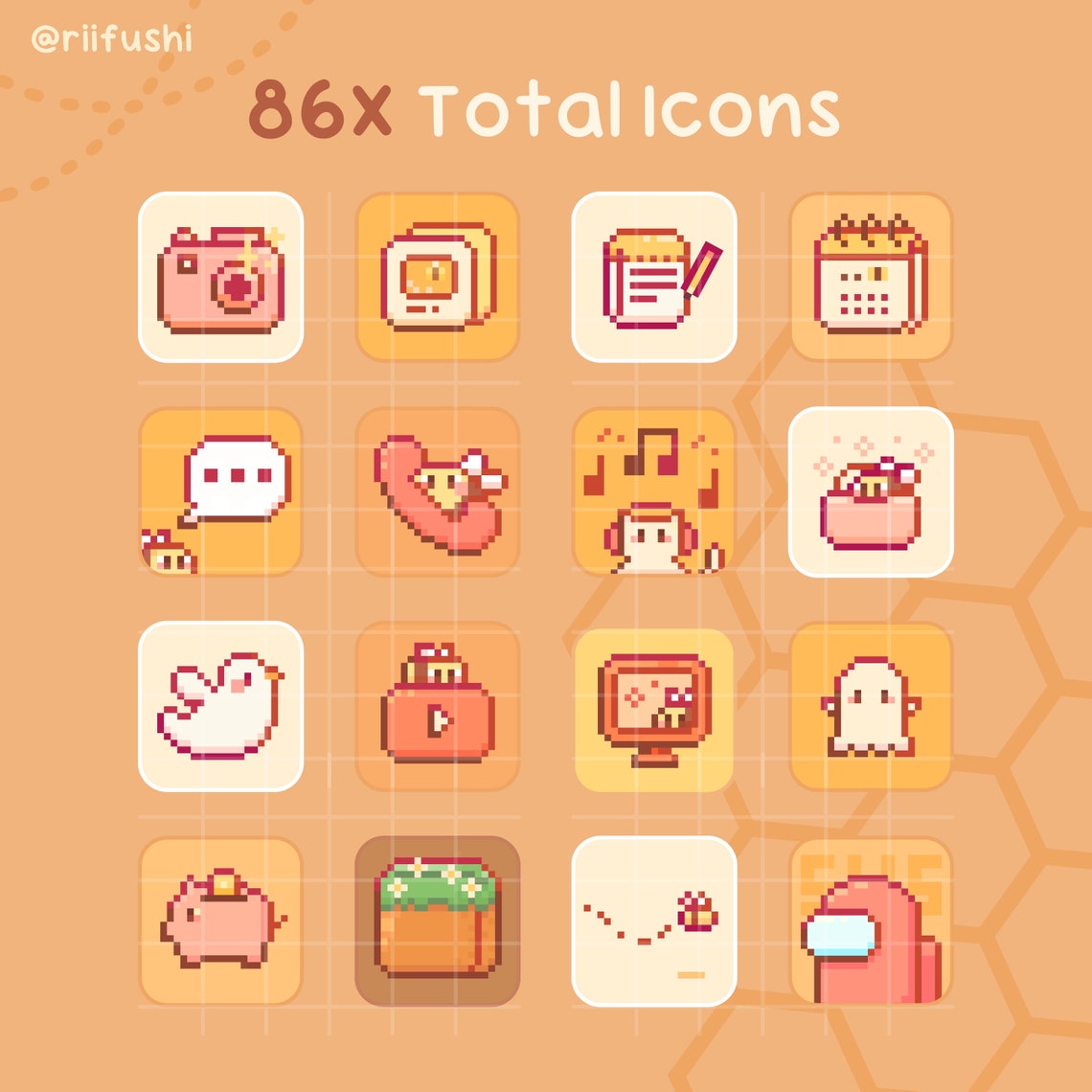 Sunflower Bee App Icon Set Kawaii Aesthetic Pack for Android - Etsy