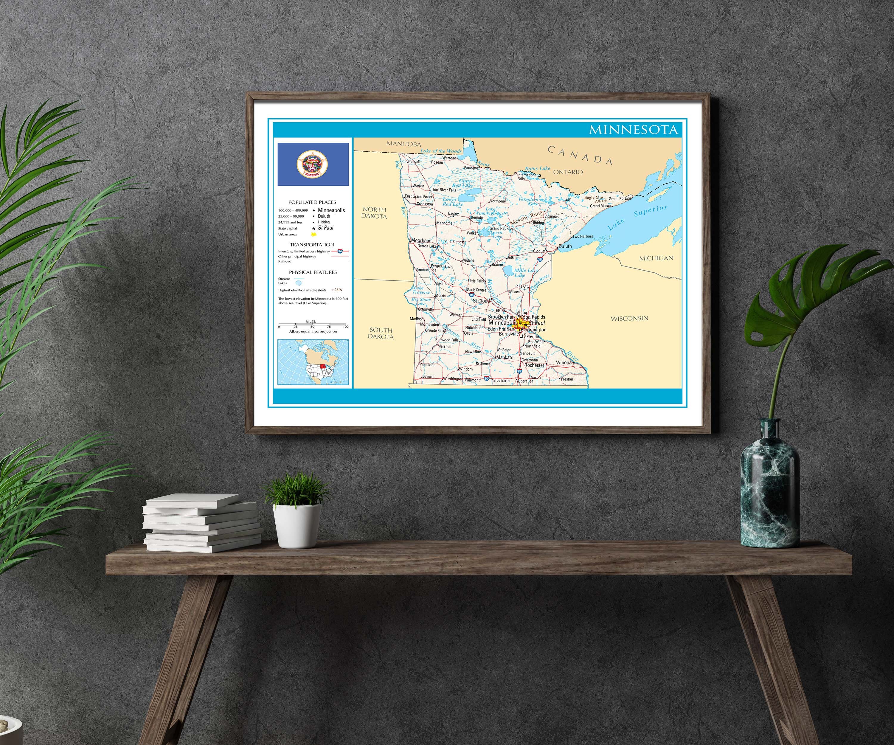 Minnesota Map USA Posters Modern Room Decor United States - Etsy