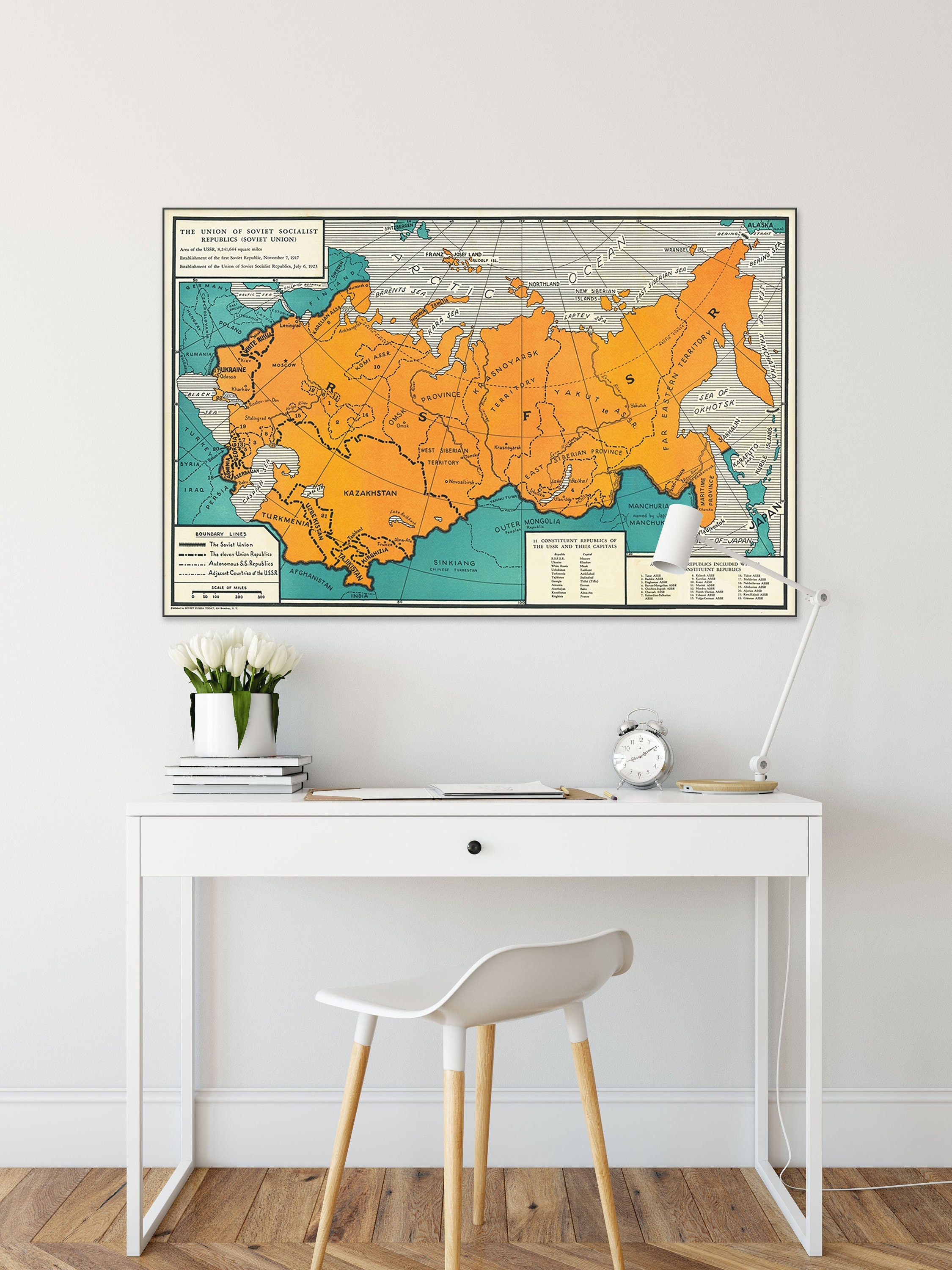Soviet Union Vintage Style Map of the Soviet Union 1936 Classroom Map ...