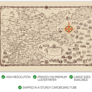 Map of Germany 1930 Germany in 1930 Vintage Wall Map Classic Wall Decor ...