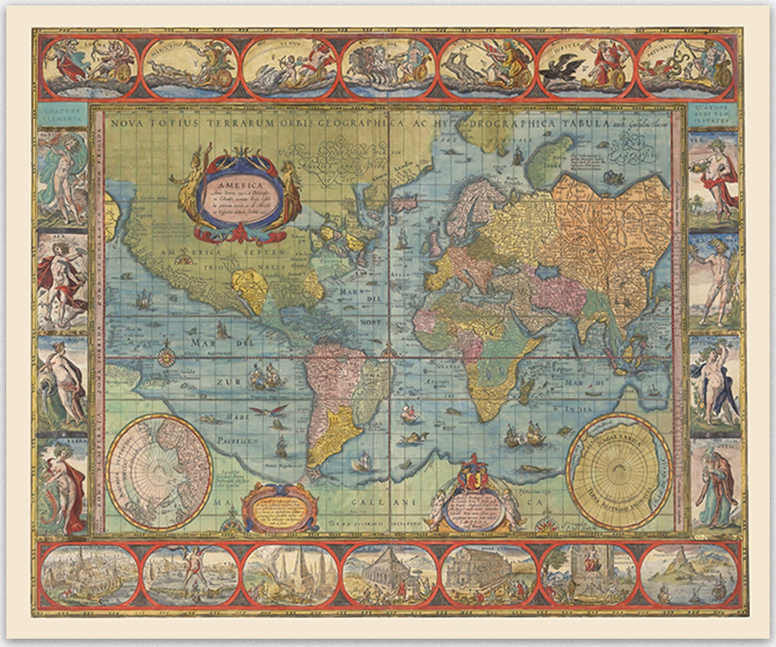 1649 Map of the World by Willem Blaeu Vintage Art Willem Blaeu Atlas ...
