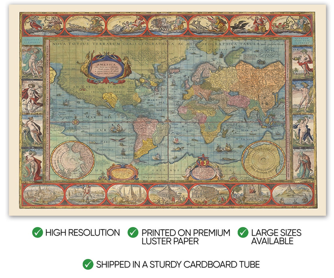 1649 Map of the World by Willem Blaeu Vintage Art Willem - Etsy