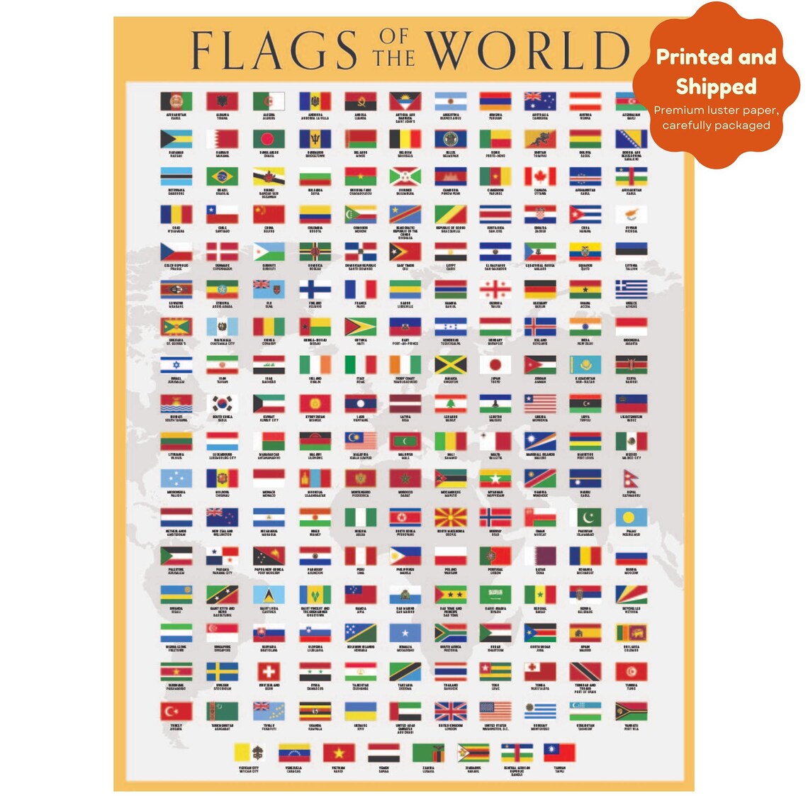 Flags of the World Poster, Educational Wall Art, Classroom World ...
