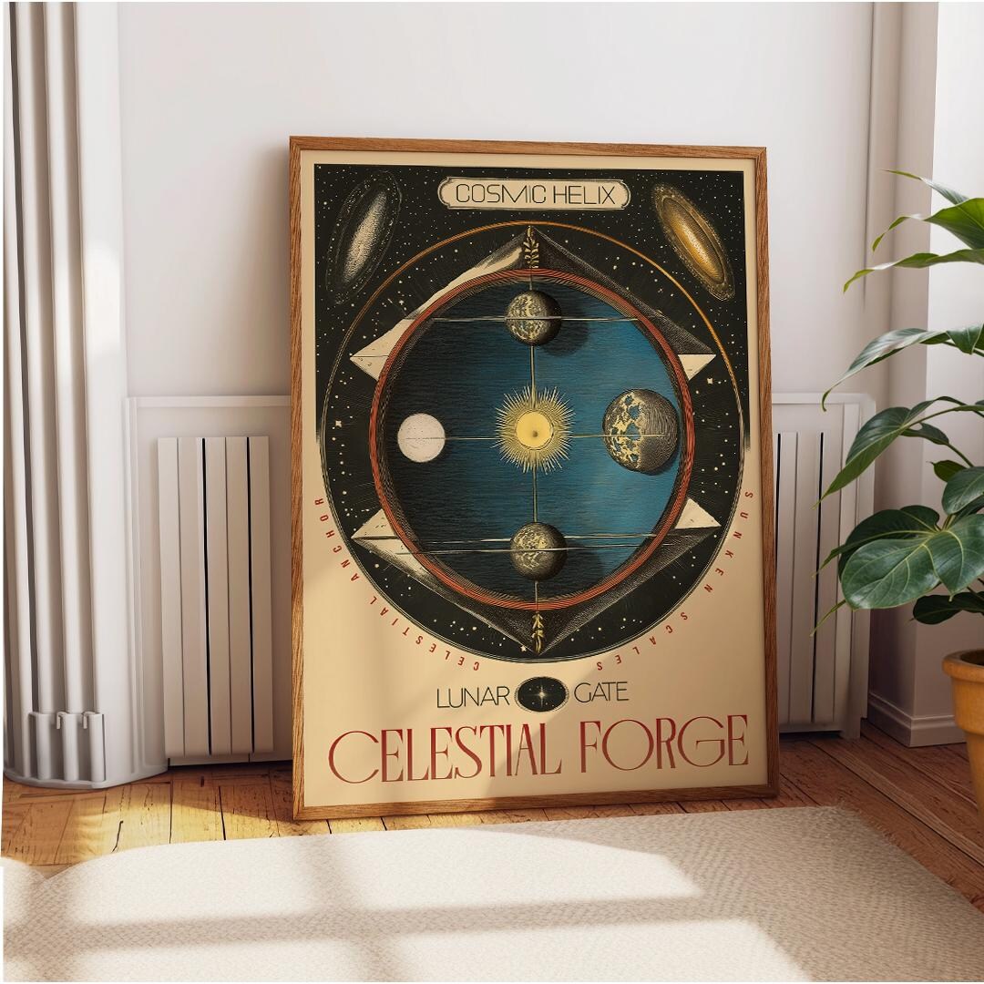 Celestial Forge Solar System Poster – Lunar Gate Cosmic Helix Print ...
