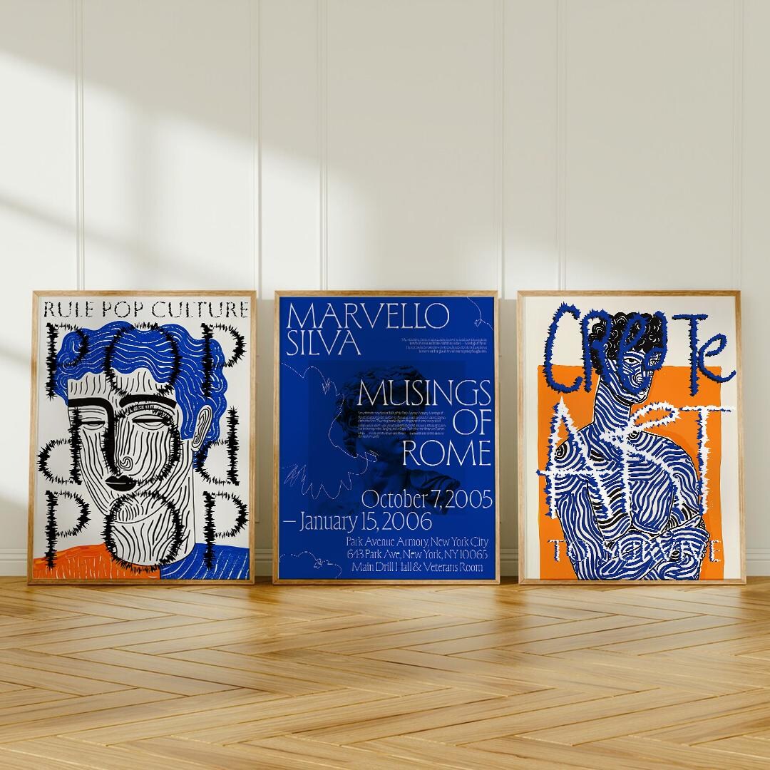 Contemporary Figure Art Print Set – Bold Line Portraits With Typography ...