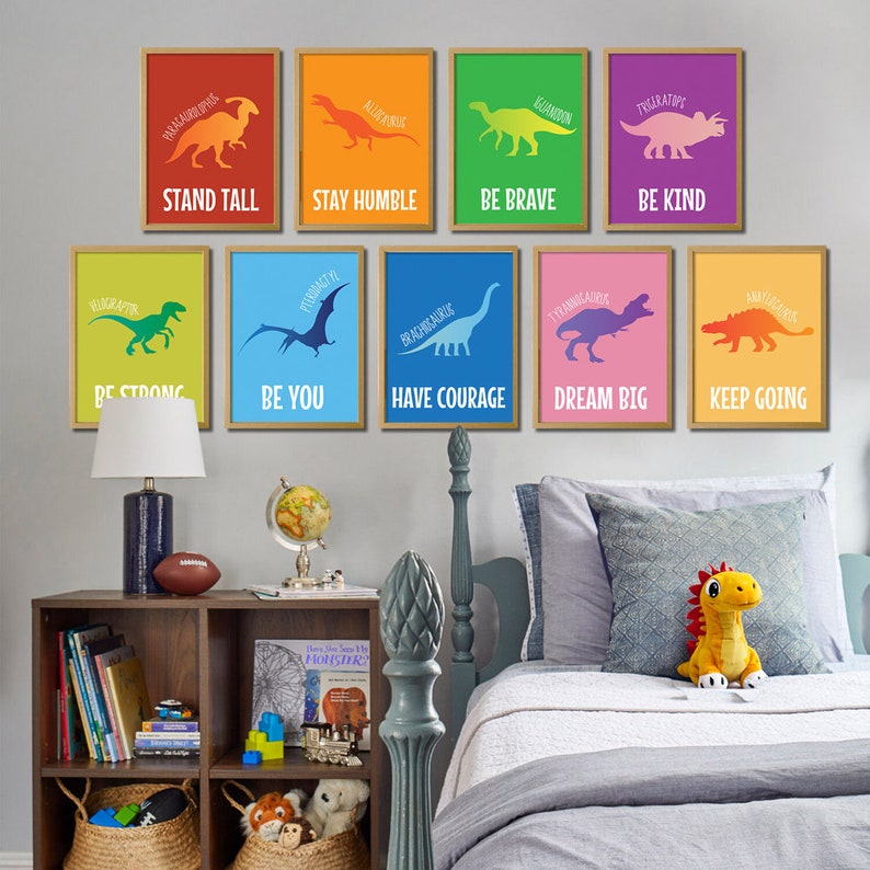 Dinosaur Motivational Posters Set - Set of 9 Educational Wall Art for ...
