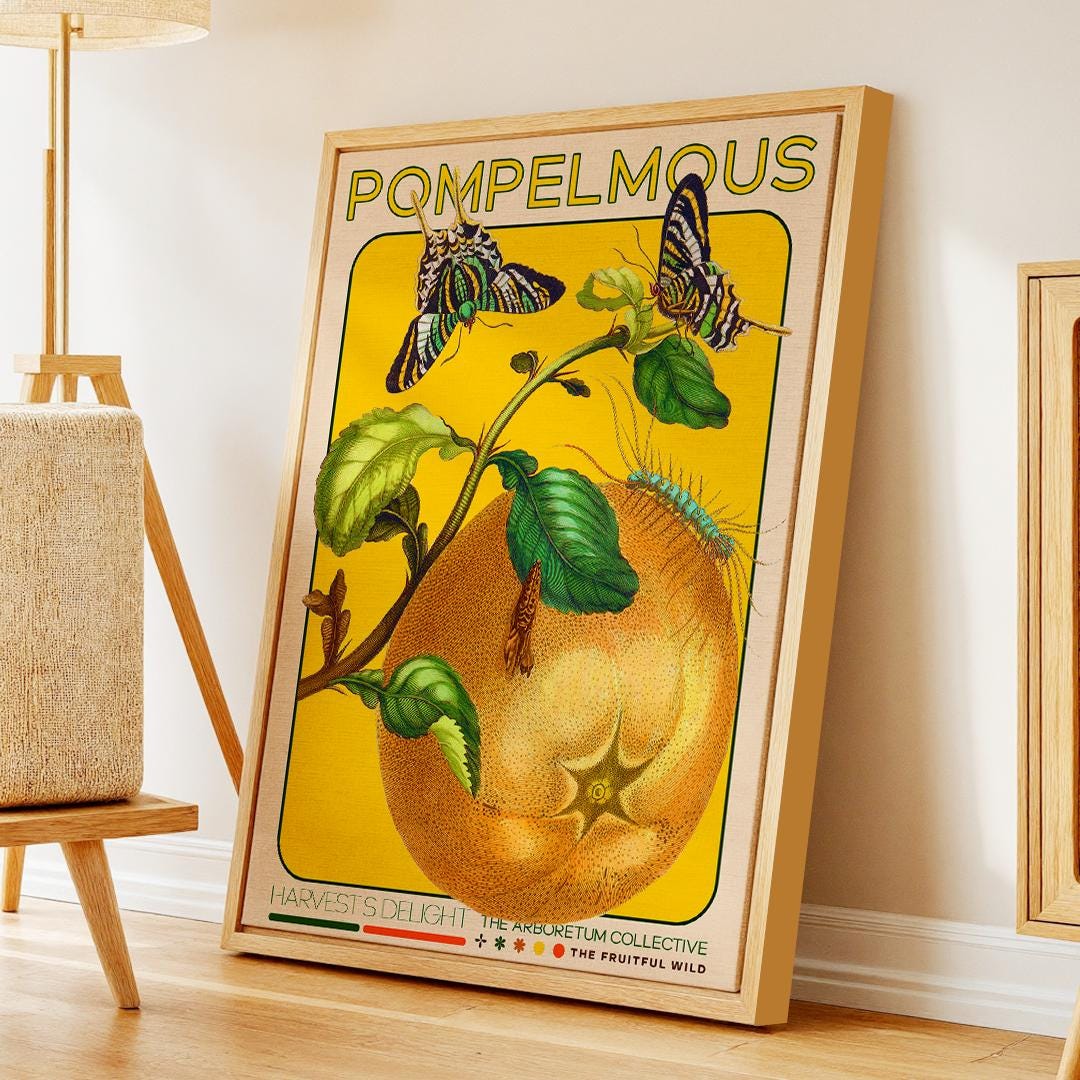 Vintage Grapefruit Botanical Art Print – Citrus Fruit and Insects ...