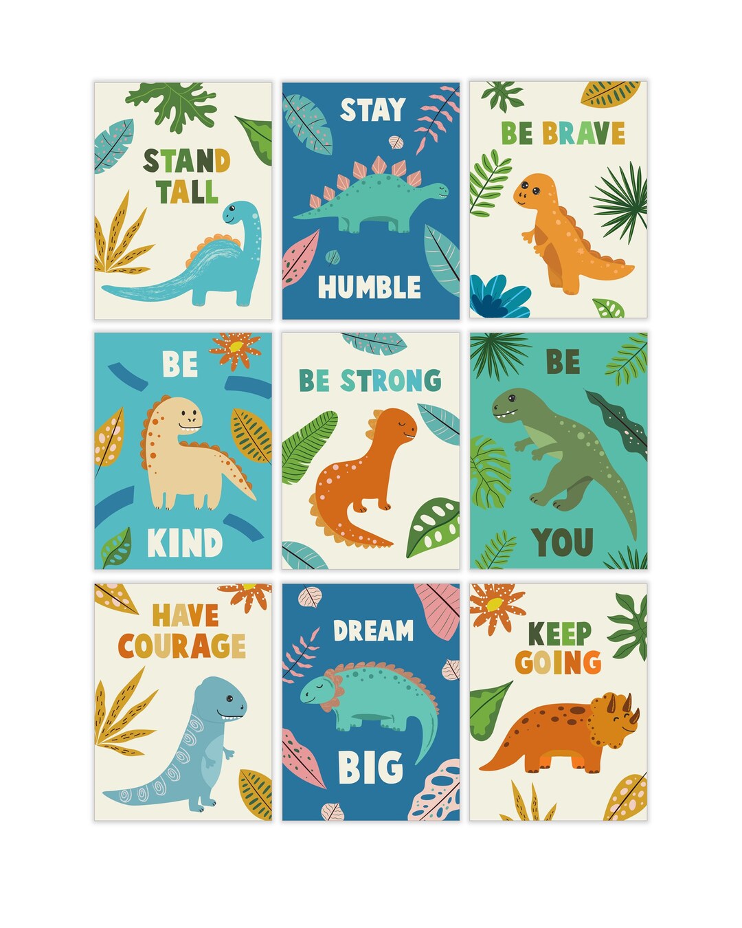 Dinosaur Inspirational Posters Set - Set of 9 Educational Wall Art for ...