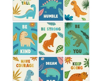 Dinosaur Motivational Posters Set Set of 9 Educational Wall Art for ...